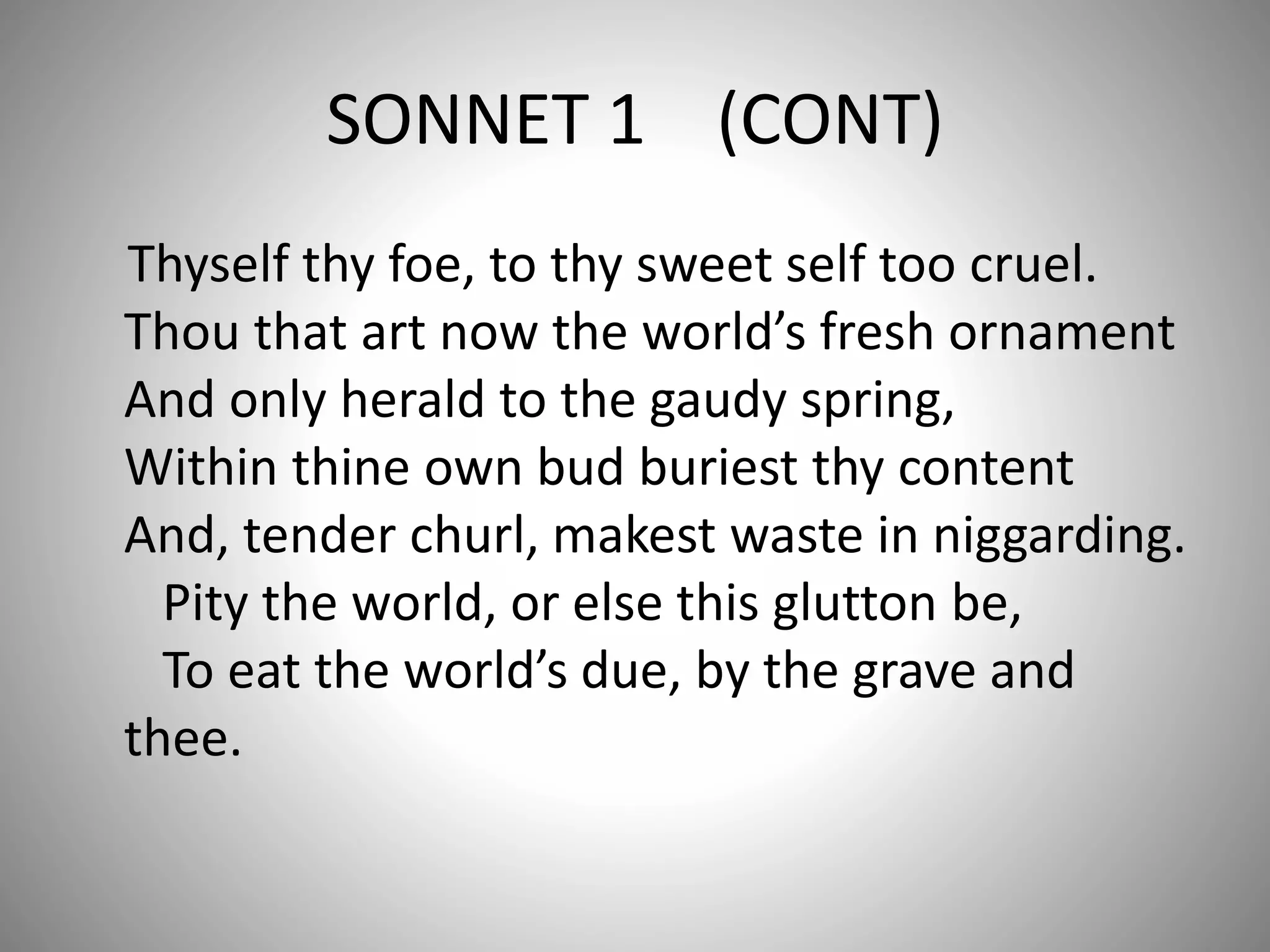 Shakespeare sonnet 1 | PPTX