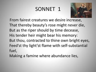 Shakespeare sonnet 1 | PPTX