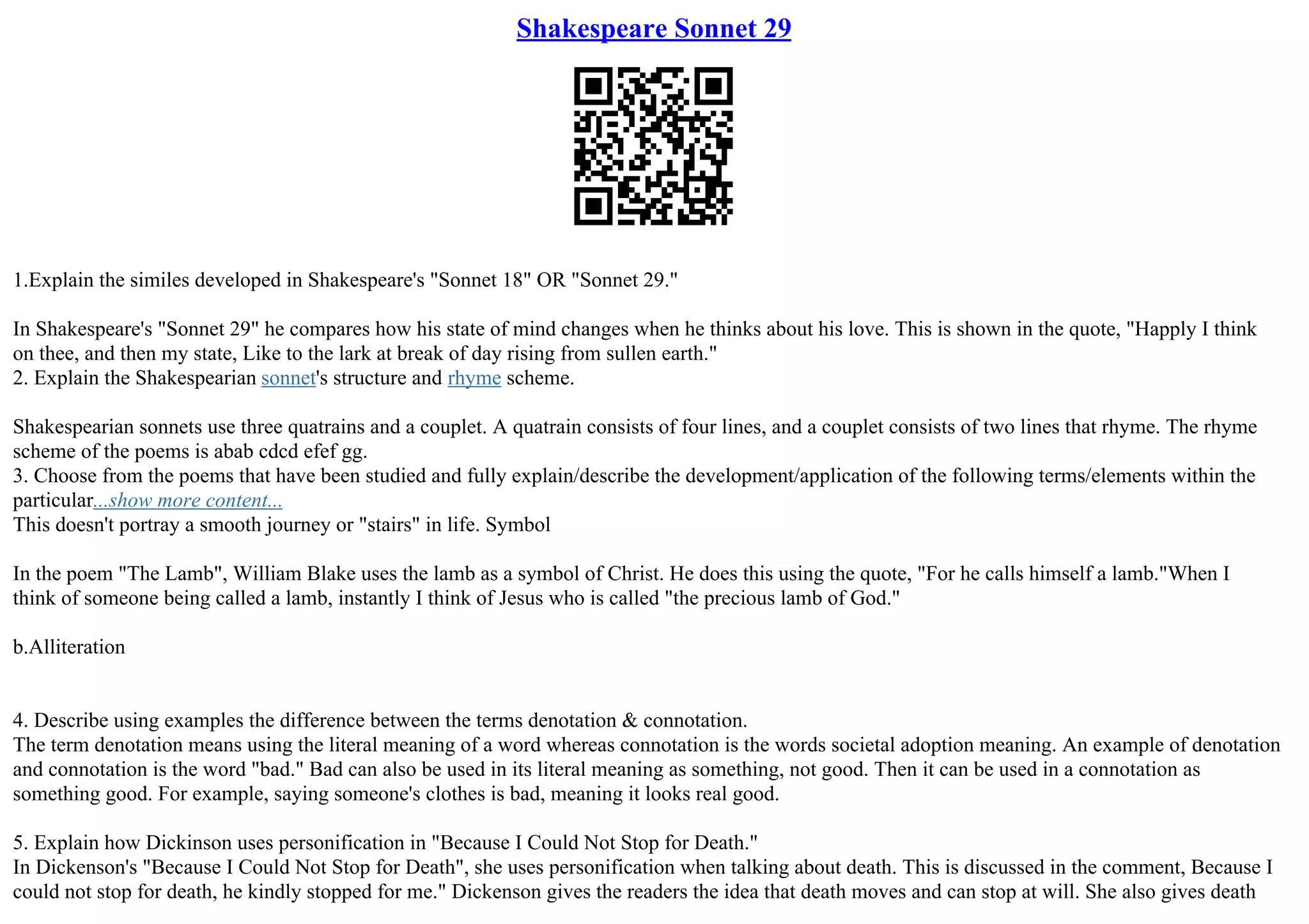 Shakespeare Sonnet 29 | PDF