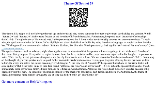 Shakespeare Sonnet 29 | PDF
