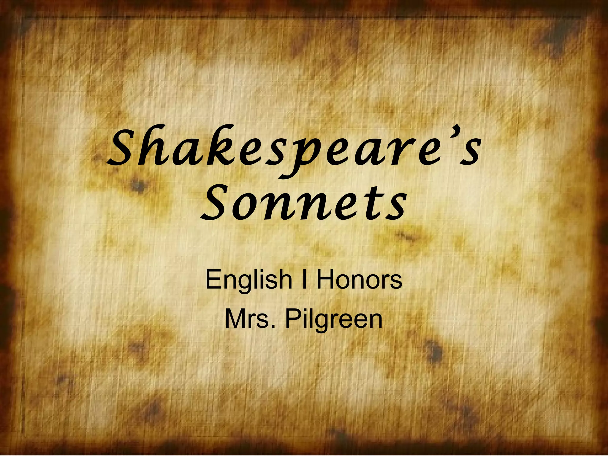 Shakespearean Sonnets | PPT | Poetry | Books and Literature