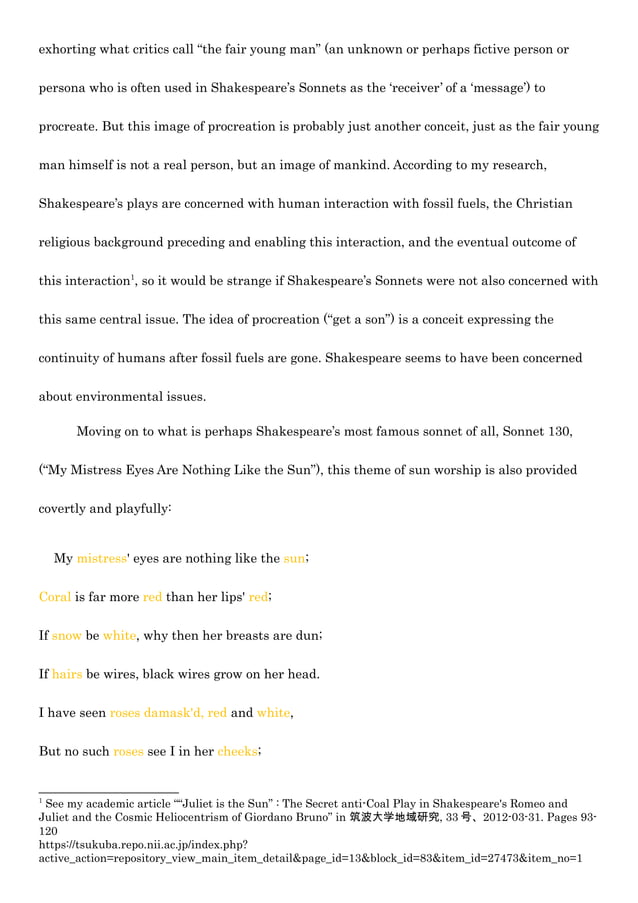 "My Mistress' Eyes Are Nothing Like the Sun": Hidden Lovers in ...