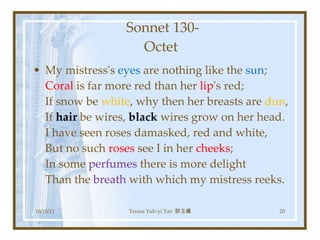 Shakespeare sonnets 18+130 | PPT