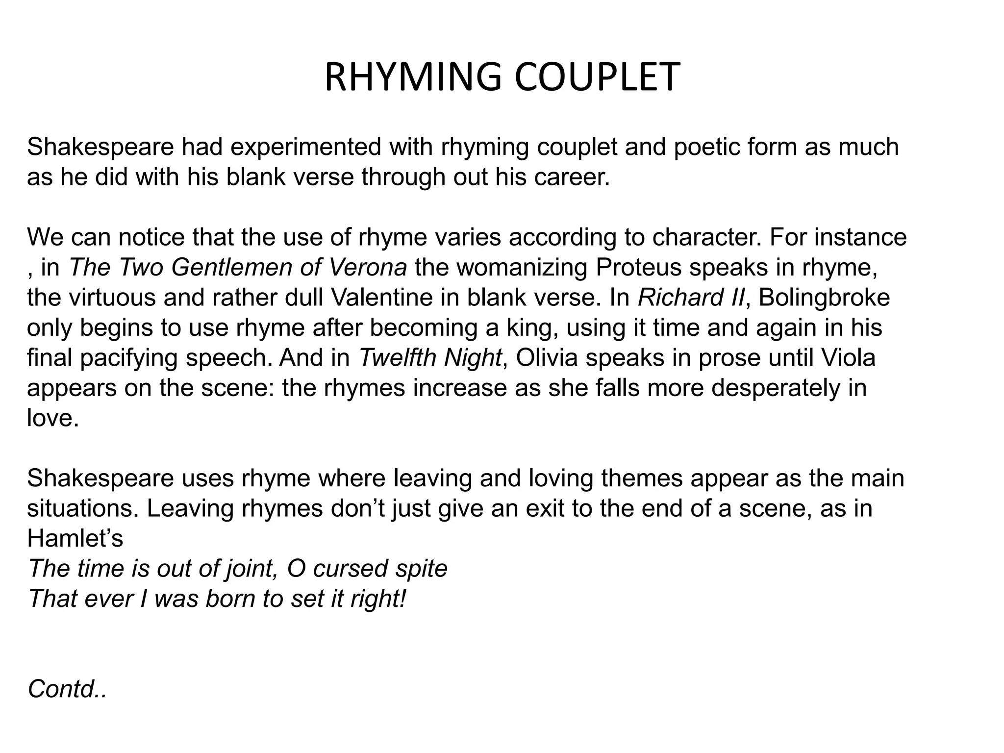 Shakespeare's rhyming couplet | PPTX