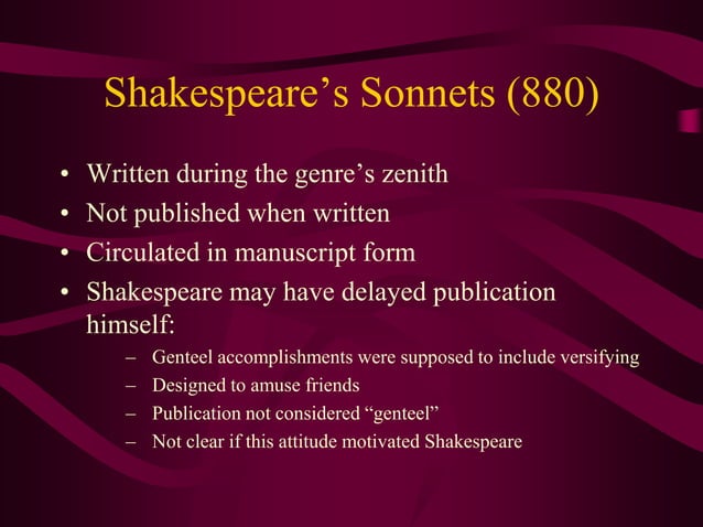 Shakespeare’s sonnets | PPT