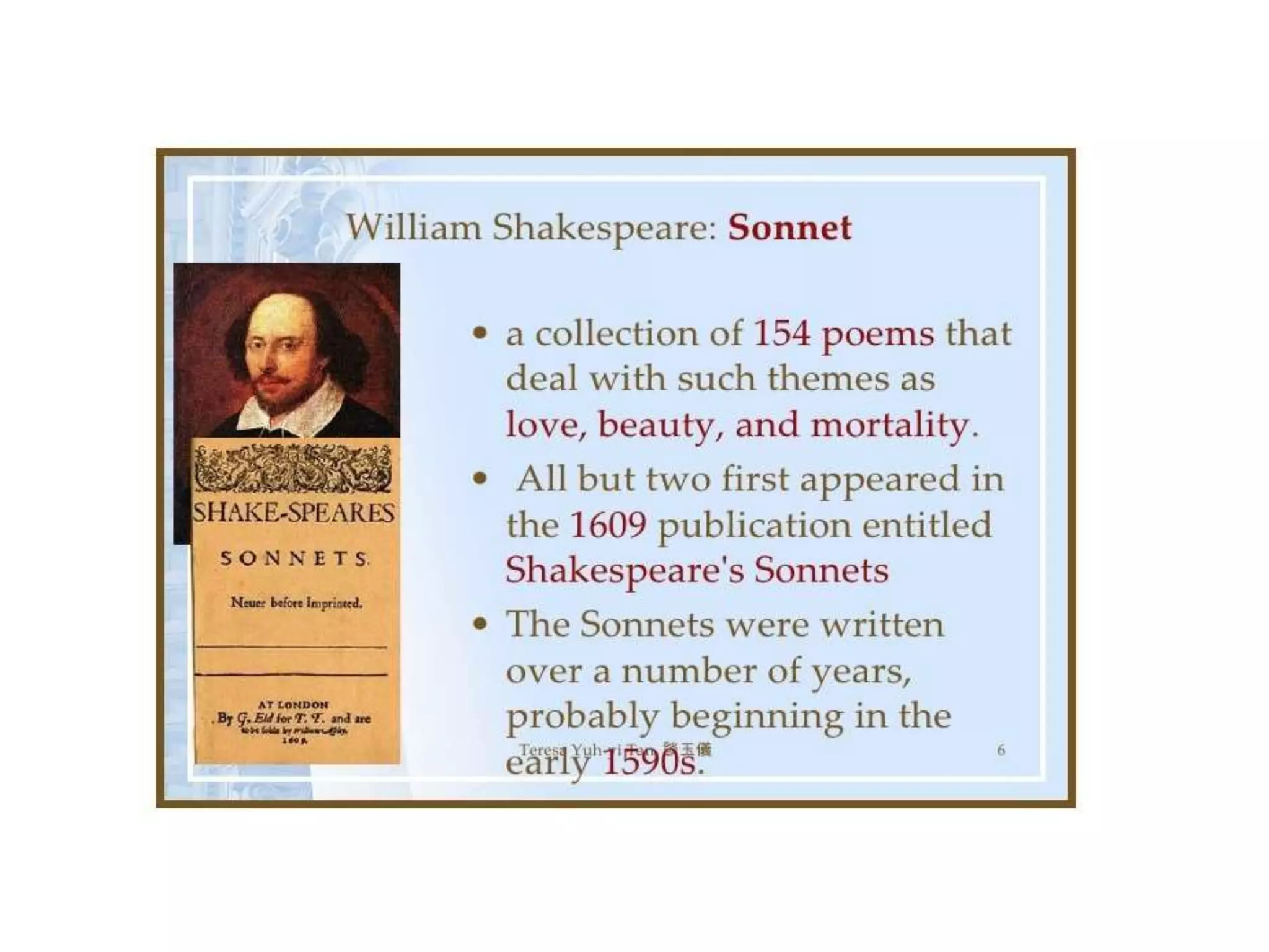Shakespeare's sonnets | PPTX