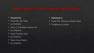 Shakespeare’s The Tragedy Of Macbeth.pptx