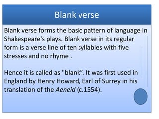 Shakespeare's use of blank verse | PPTX
