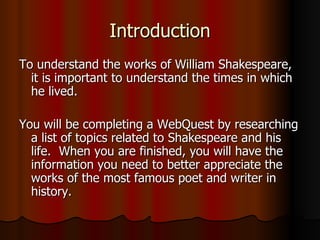 Shakespeare web quest | PPT