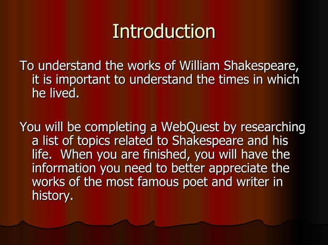 Shakespeare WebQuest | PPT