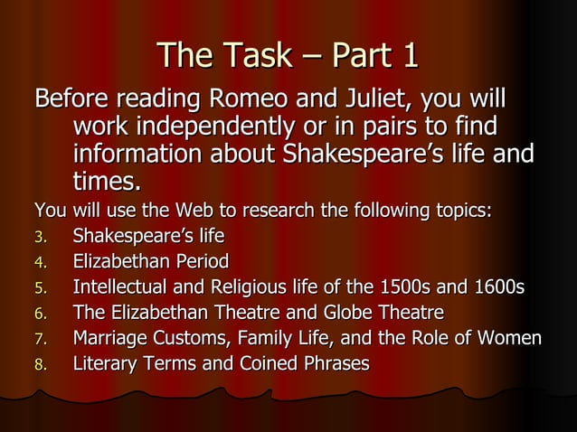 Shakespeare WebQuest | PPT