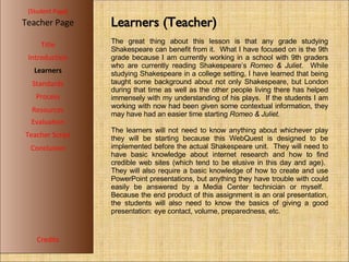 WebQuest: The Life and Times of Shakespeare | PPT