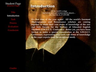 WebQuest: The Life and Times of Shakespeare | PPT | Web Conferencing ...