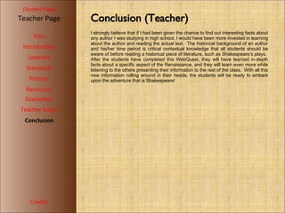 WebQuest: The Life and Times of Shakespeare | PPT