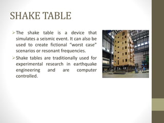 Shake table analysis and modelling introduction | PPTX