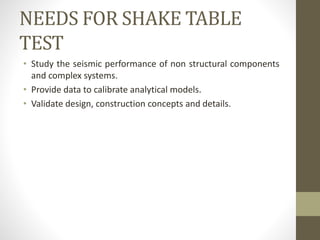 Shake table analysis and modelling introduction | PPTX
