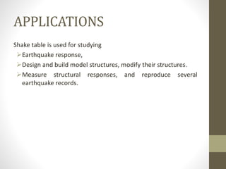 Shake table analysis and modelling introduction | PPTX
