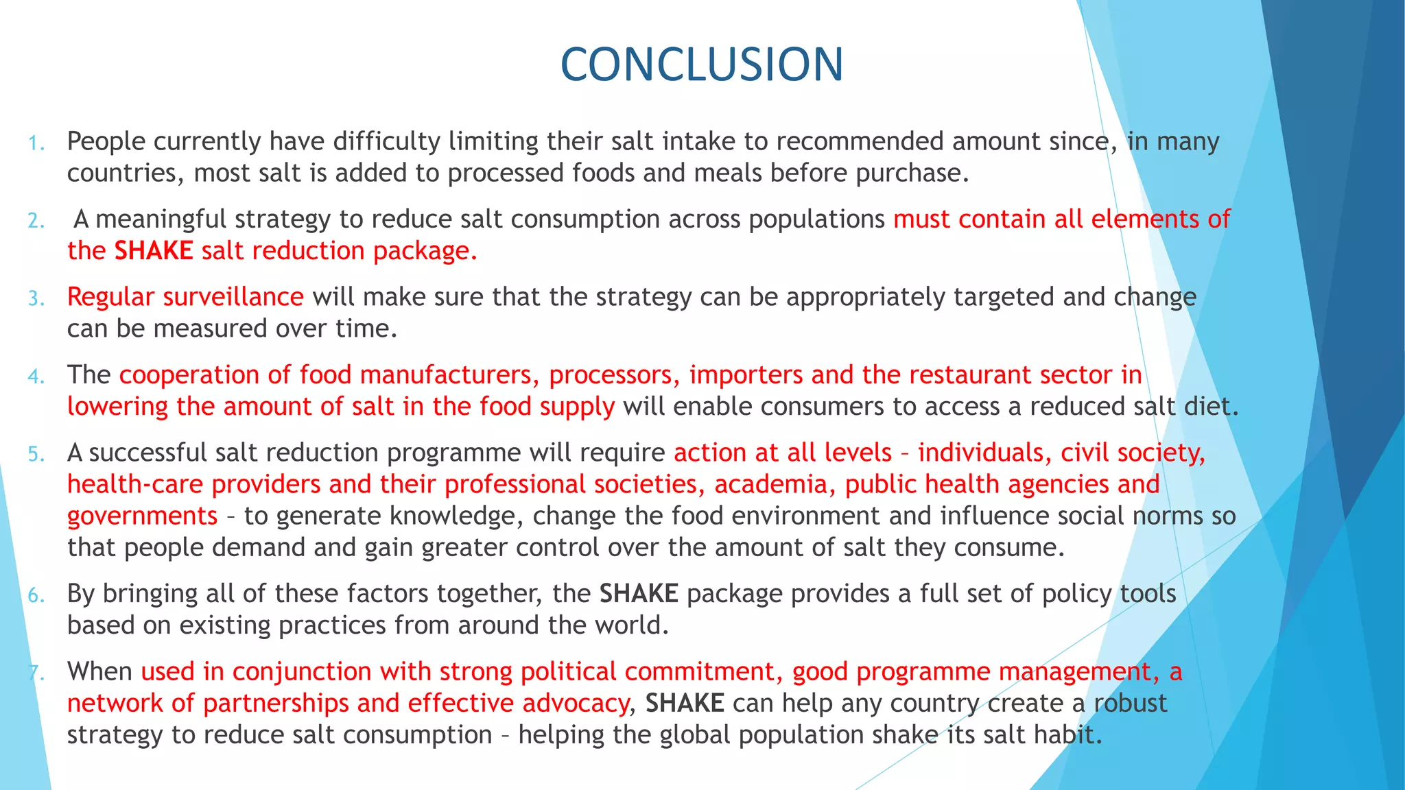 Shake technical package for salt reduction | PPTX
