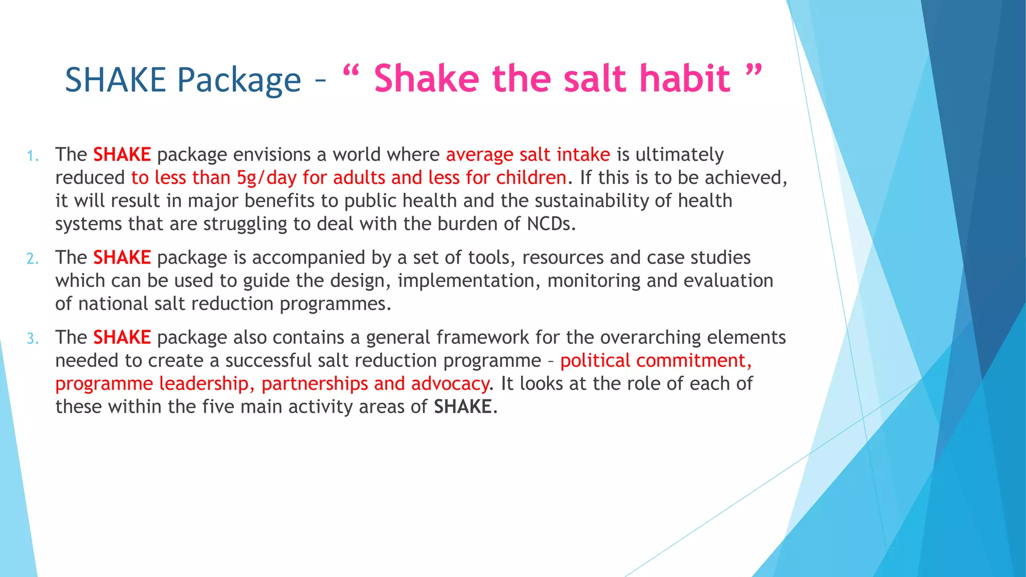 Shake technical package for salt reduction | PPTX