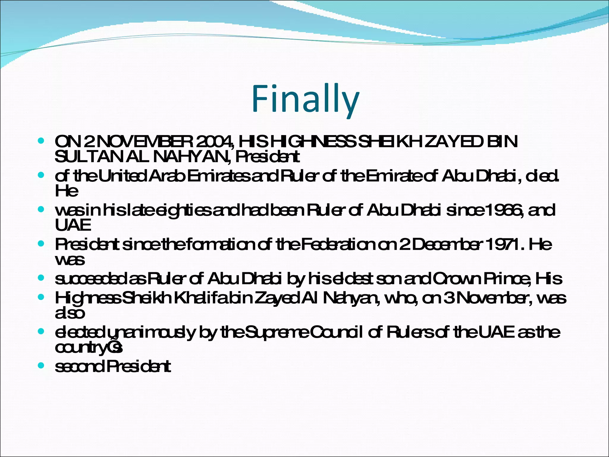 Shake Zayed Bin Sultan | PPT