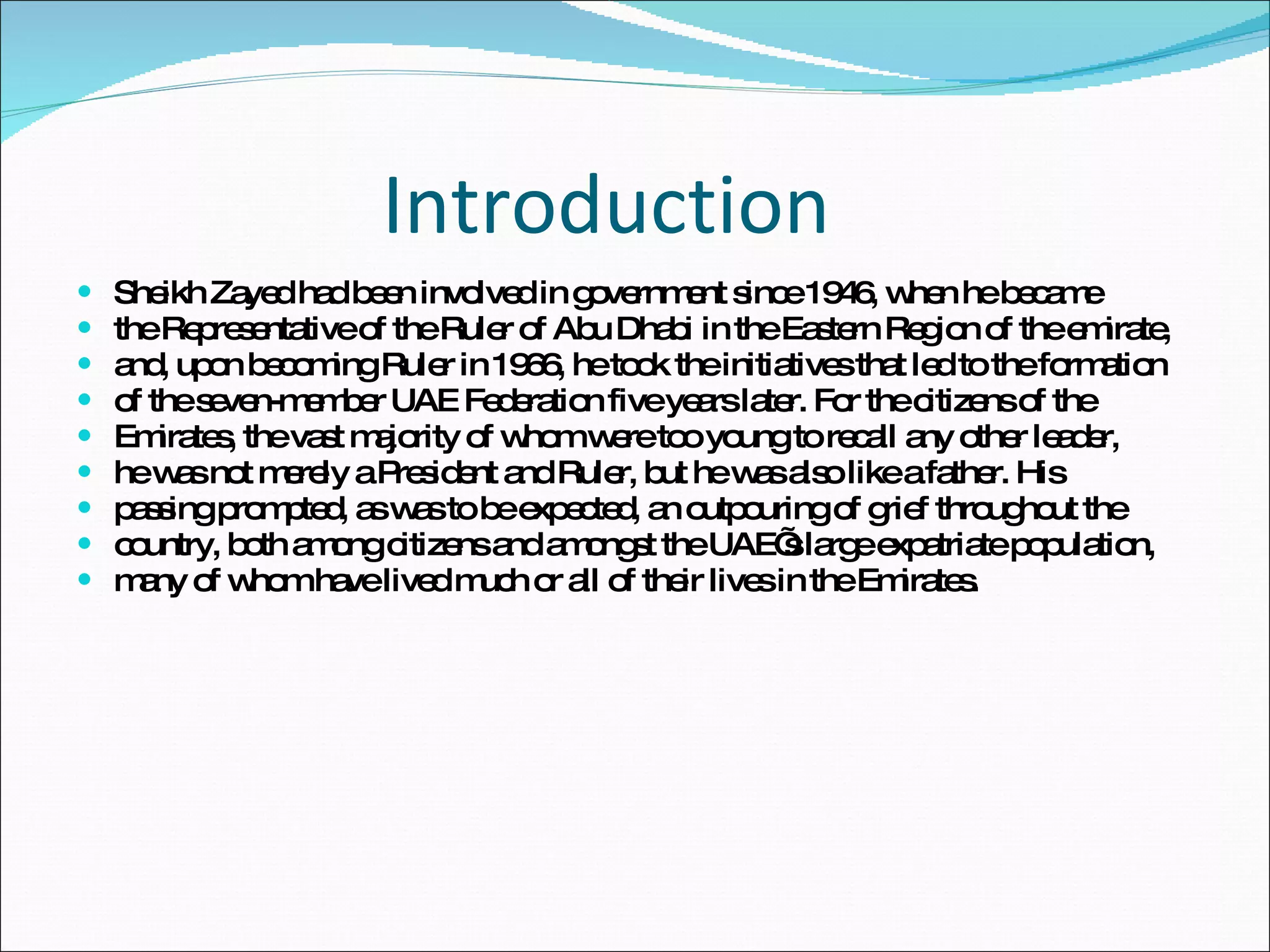 Shake Zayed Bin Sultan | PPT