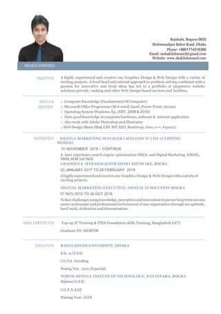 Shakil Ahmmed | Professorial SEO Expert in Bangladesh Resume | PDF
