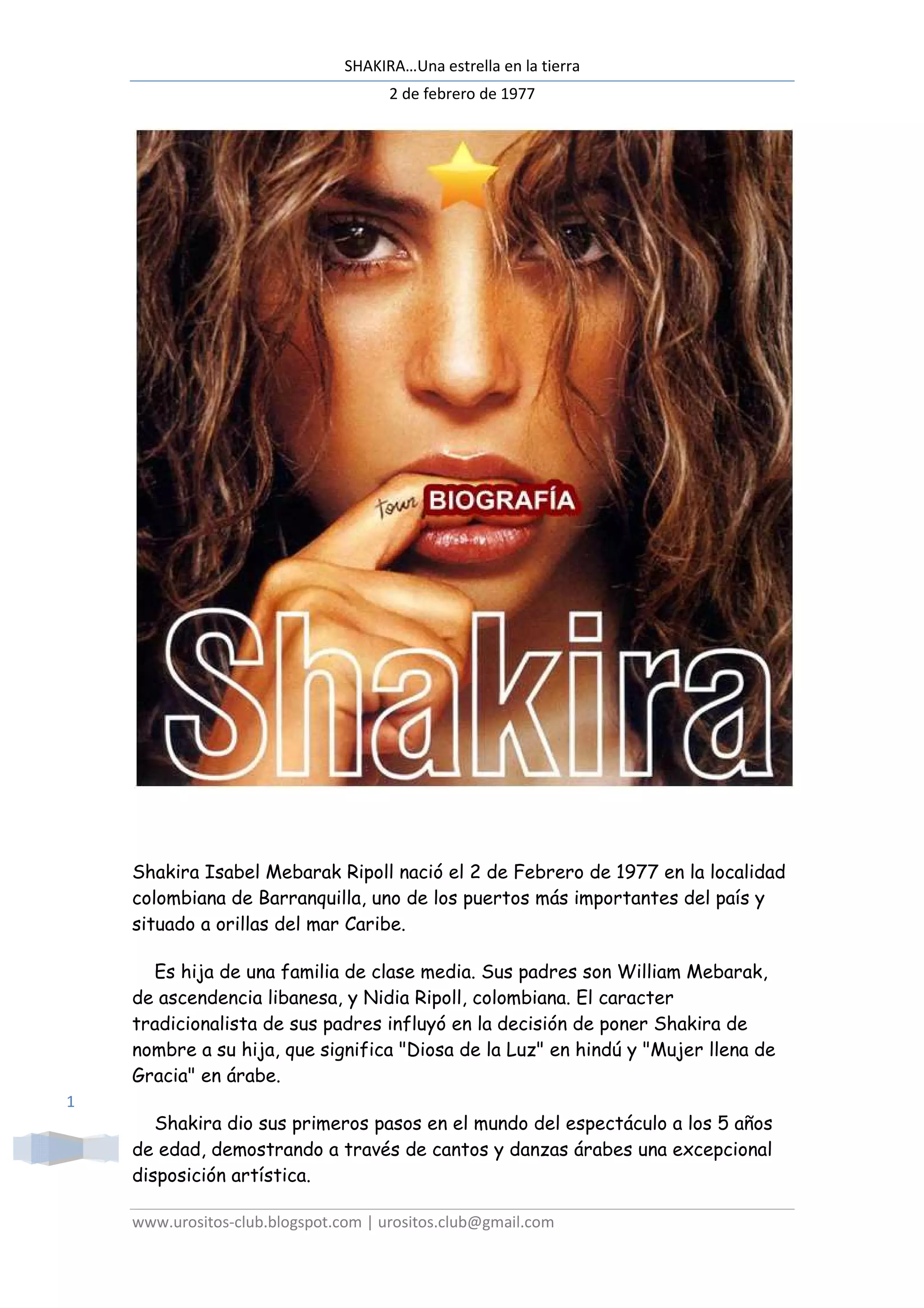 Biografia De Shakira Ppt Descarga Gratuita