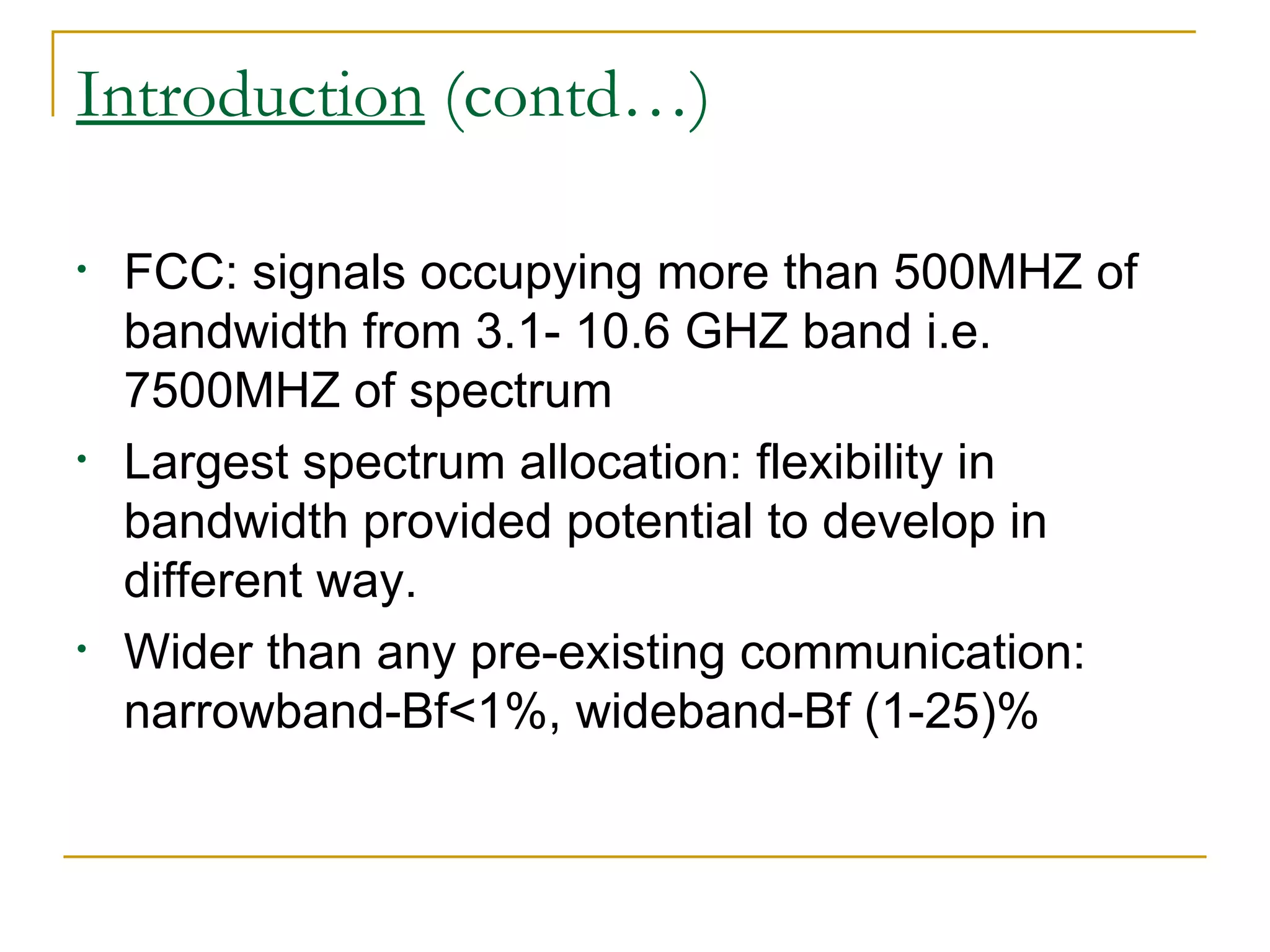 Ultra-wide band communication system: Term paper _class presentation on wireless communication ...