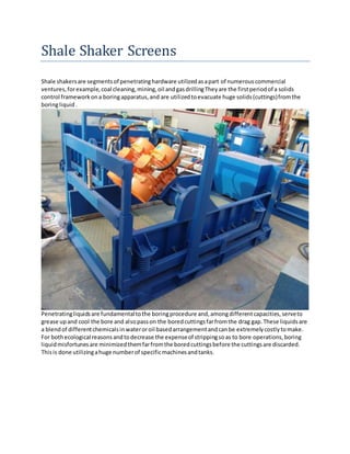 Shale shaker screens | DOCX