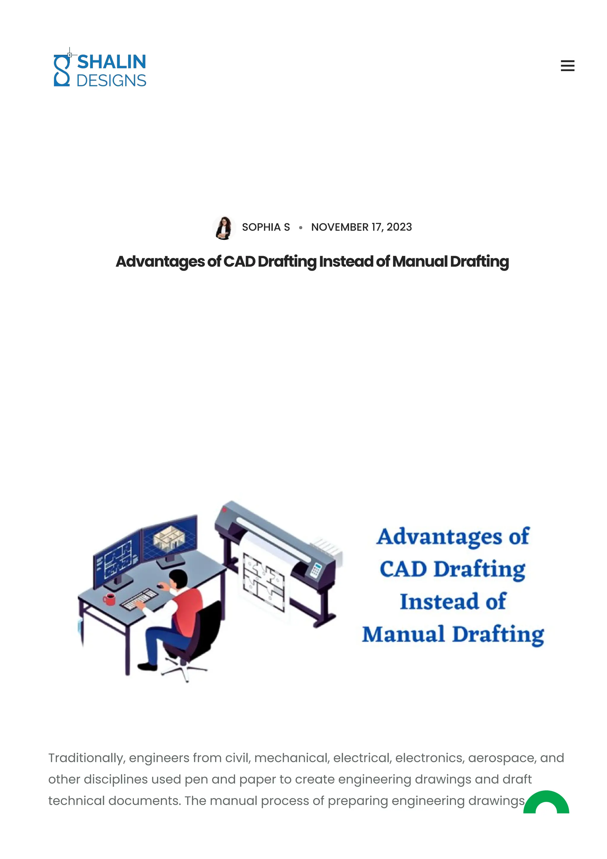 Advantages of CAD Drafting Over Manual Drafting | Shalin Designs | PDF