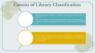 Shalini canons of library classification ( idea plane) pdf | PDF