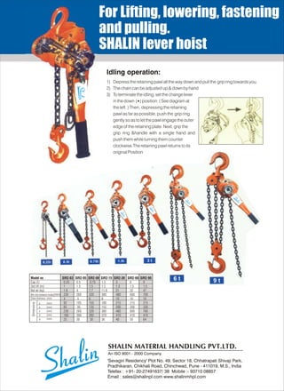 Shalin Material Handling Private Limited, Pune, Lifting Tripod | PDF