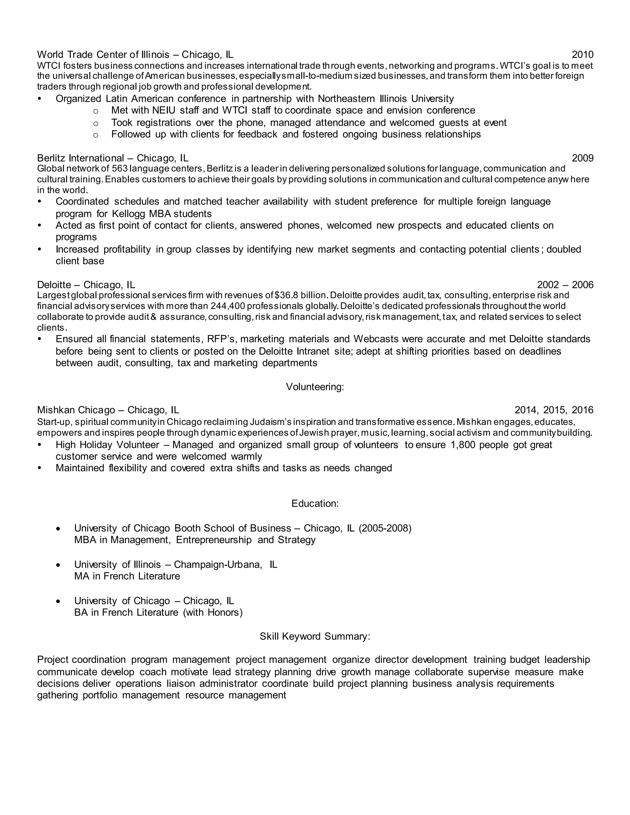 Shalisha Erenberg Project Coordinator Resume | DOCX