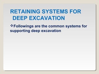 Shallow and deep excavation & dewatering | PPT
