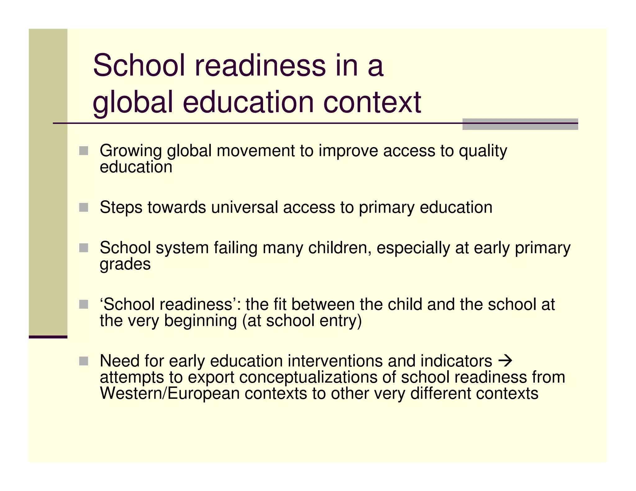 The social construction of school readiness (presentation slides) (2009 ...
