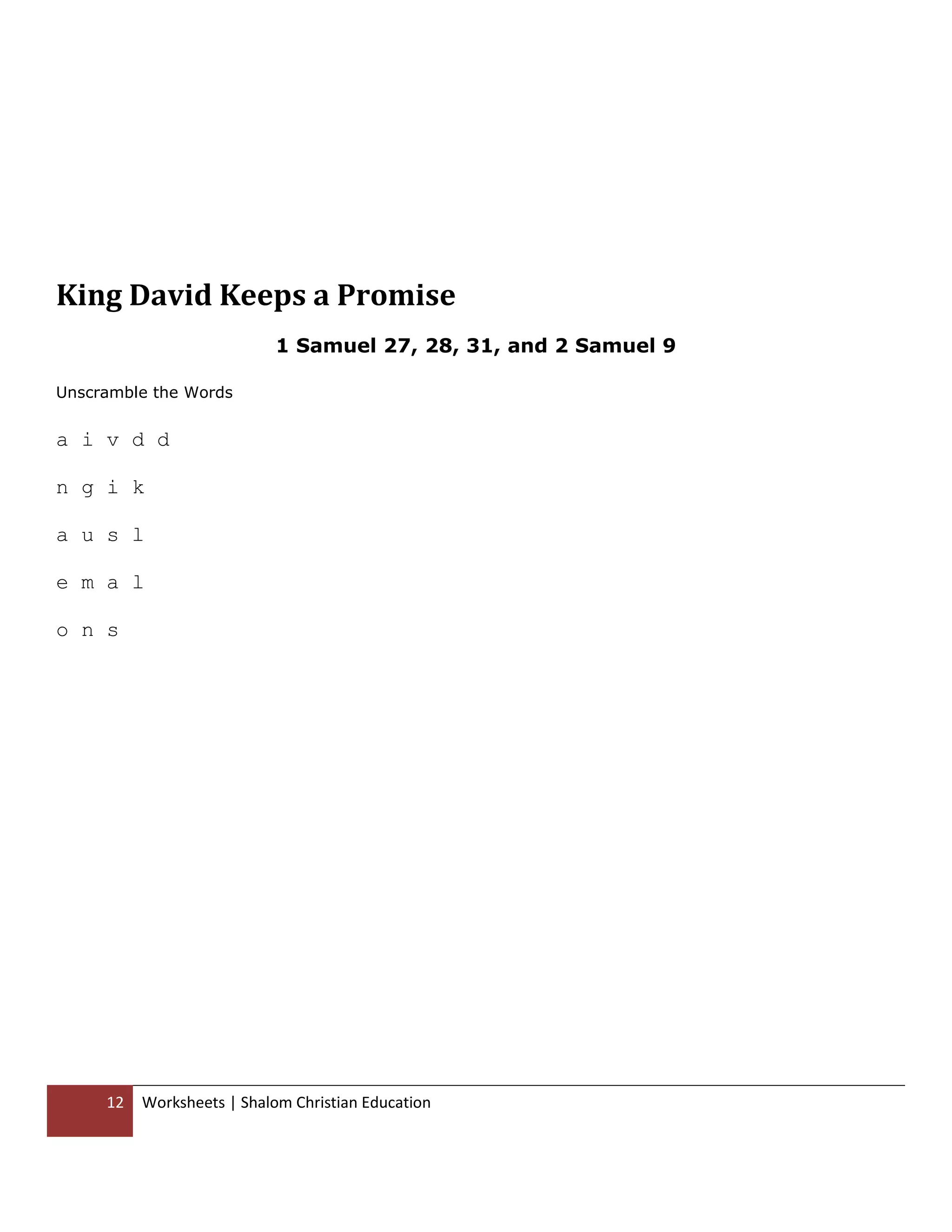 Shalom christian education the books of the old testament worksheets | PDF