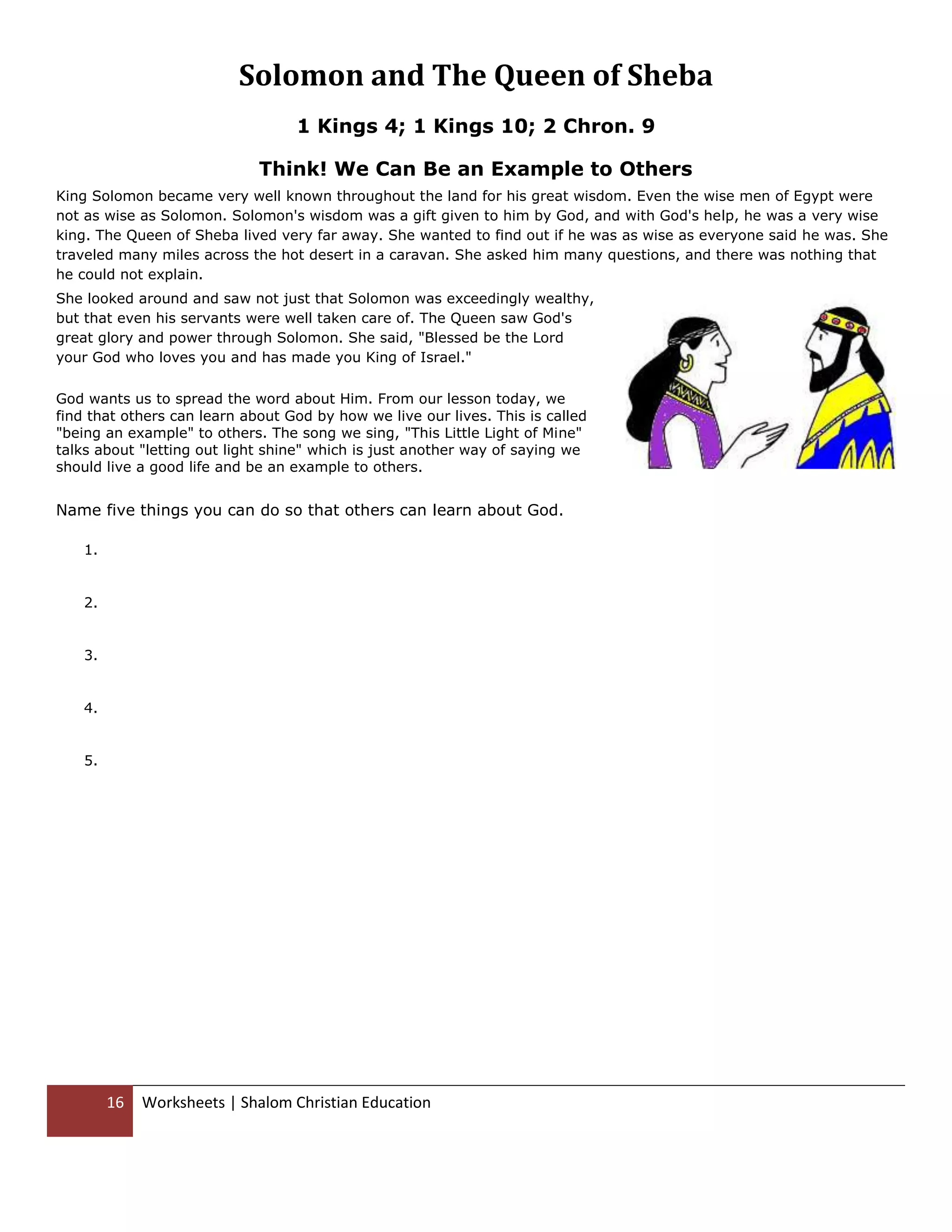 Shalom christian education the books of the old testament worksheets | PDF