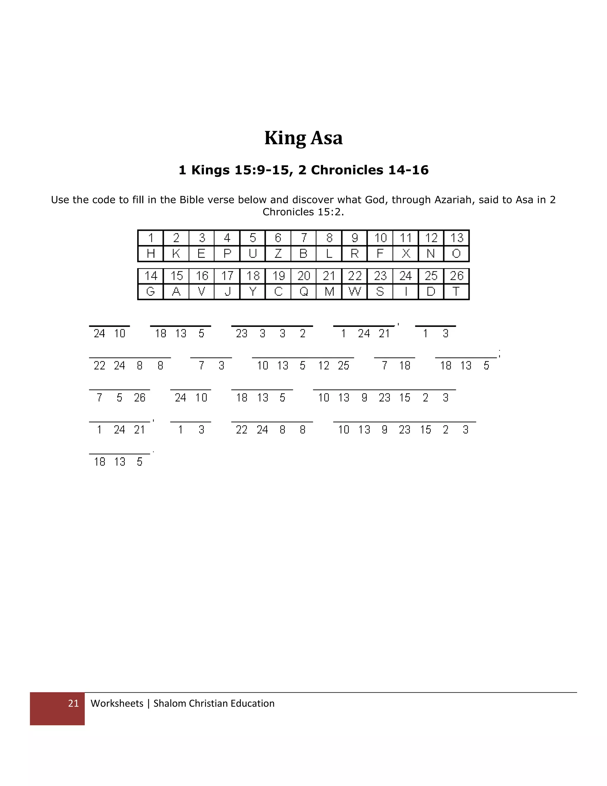 Shalom christian education the books of the old testament worksheets | PDF