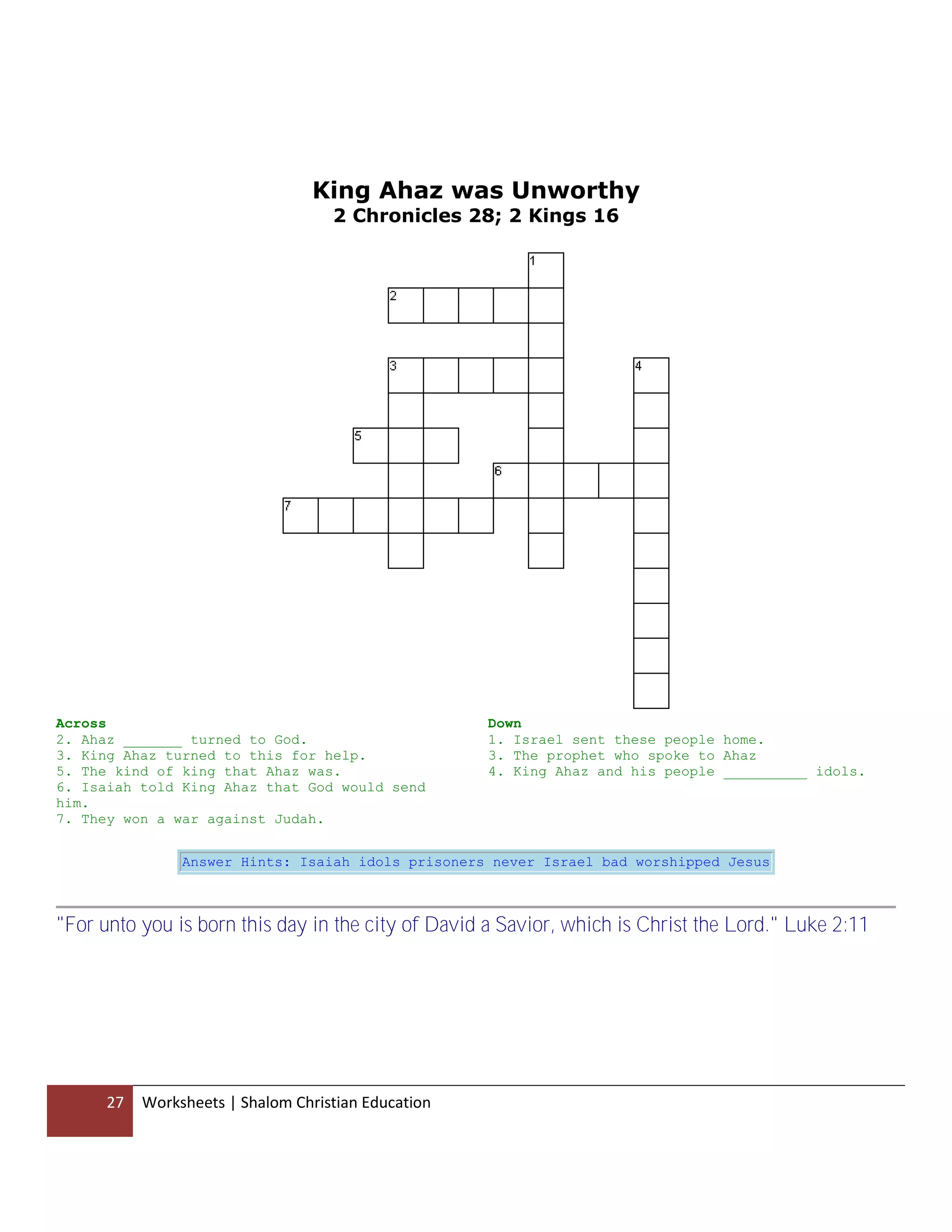 Shalom christian education the books of the old testament worksheets | PDF