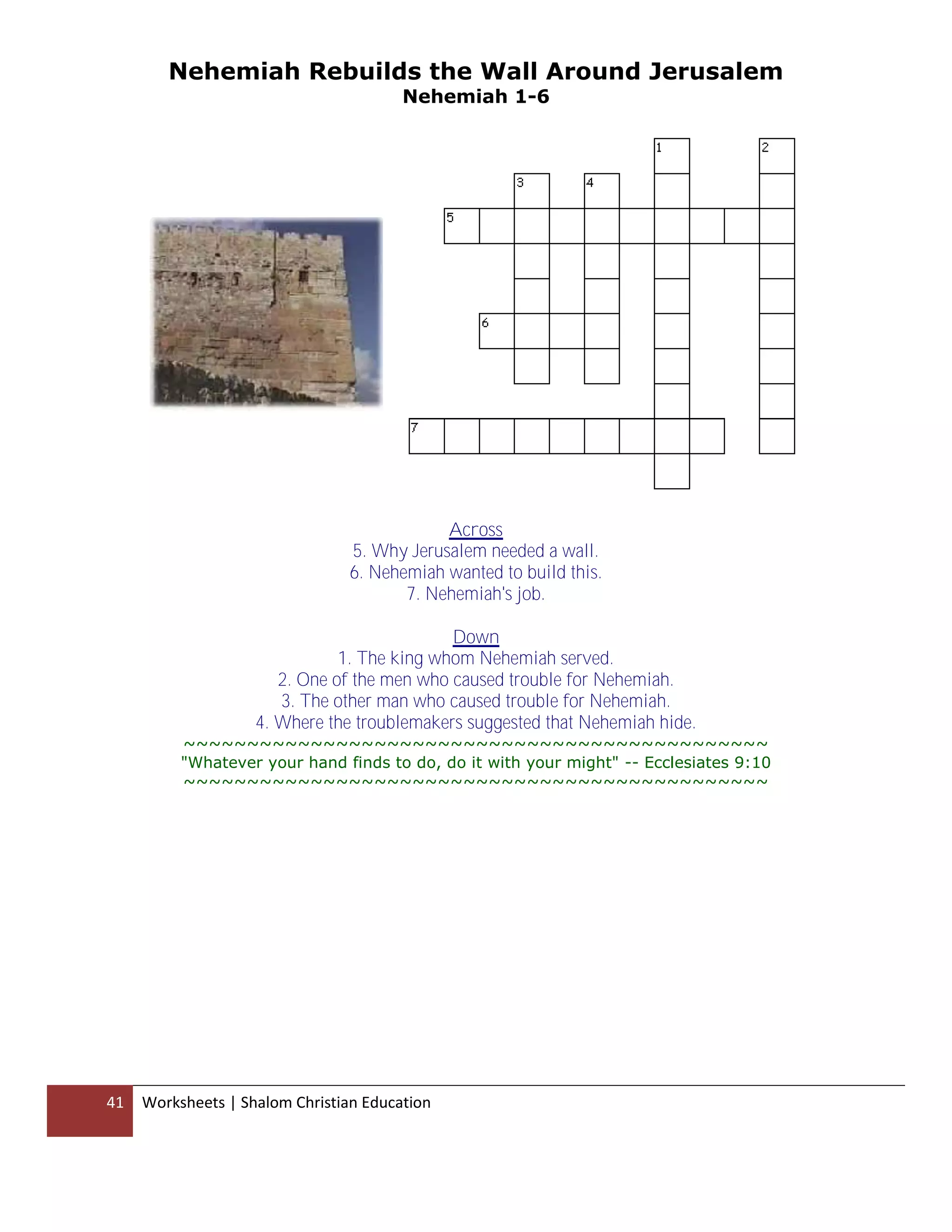 Shalom christian education the books of the old testament worksheets | PDF