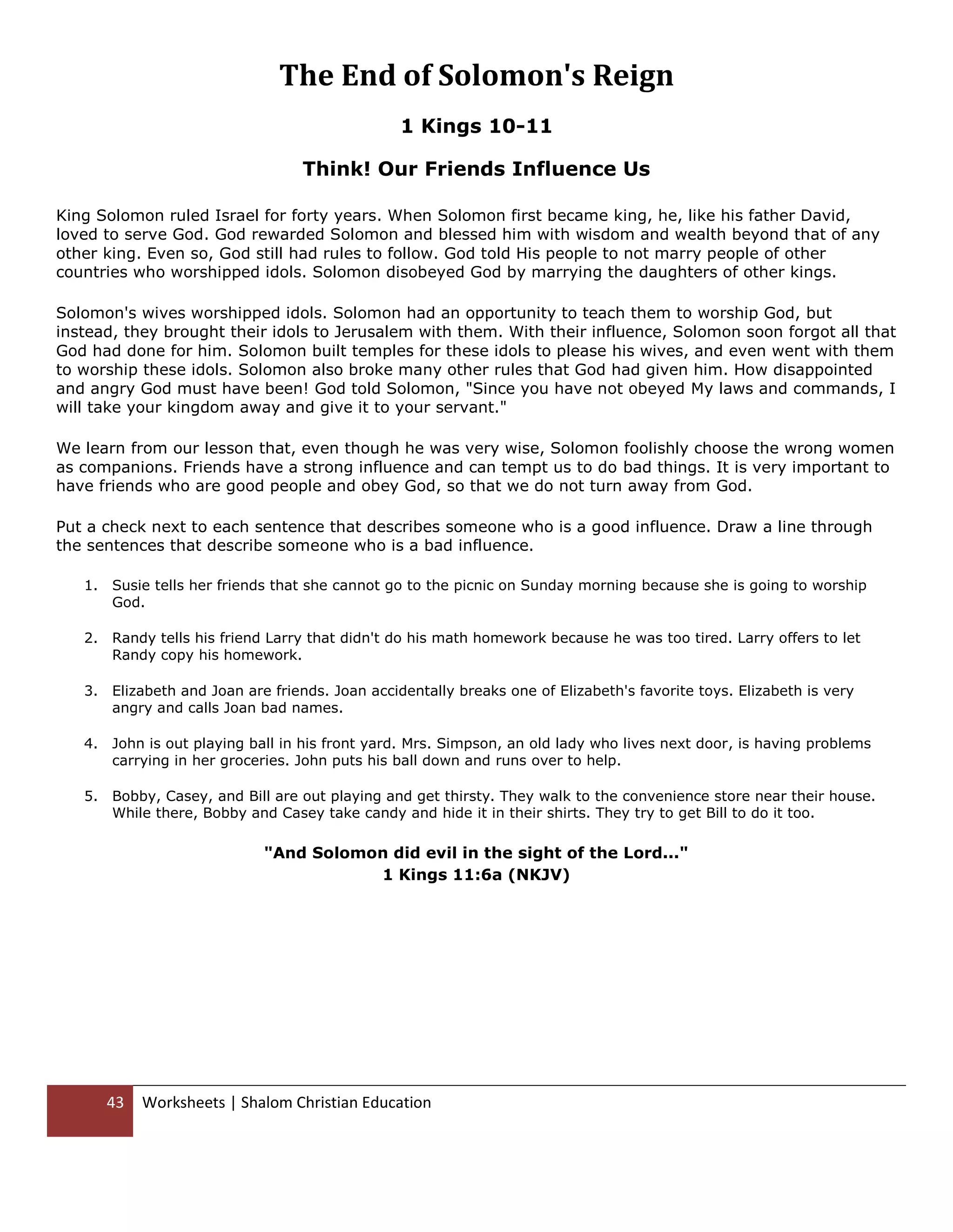 Shalom christian education the books of the old testament worksheets | PDF