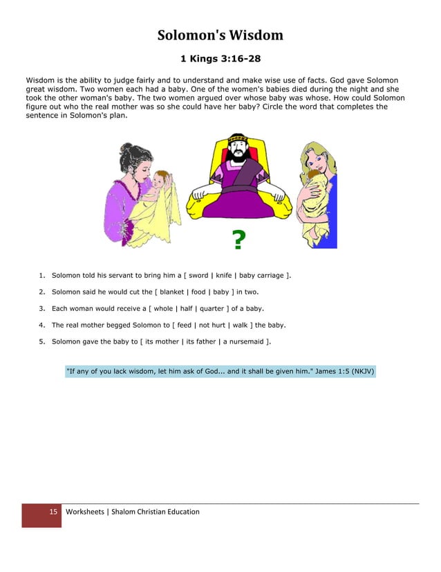 Shalom christian education the books of the old testament worksheets | PDF