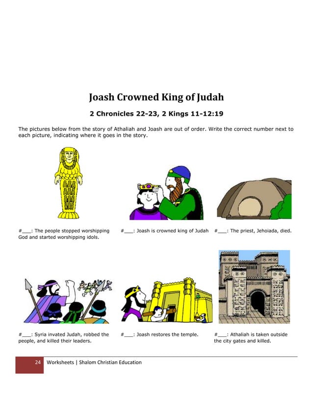 Shalom christian education the books of the old testament worksheets | PDF