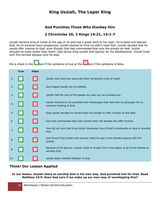 Shalom christian education the books of the old testament worksheets | PDF