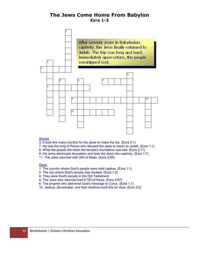 Shalom christian education the books of the old testament worksheets | PDF