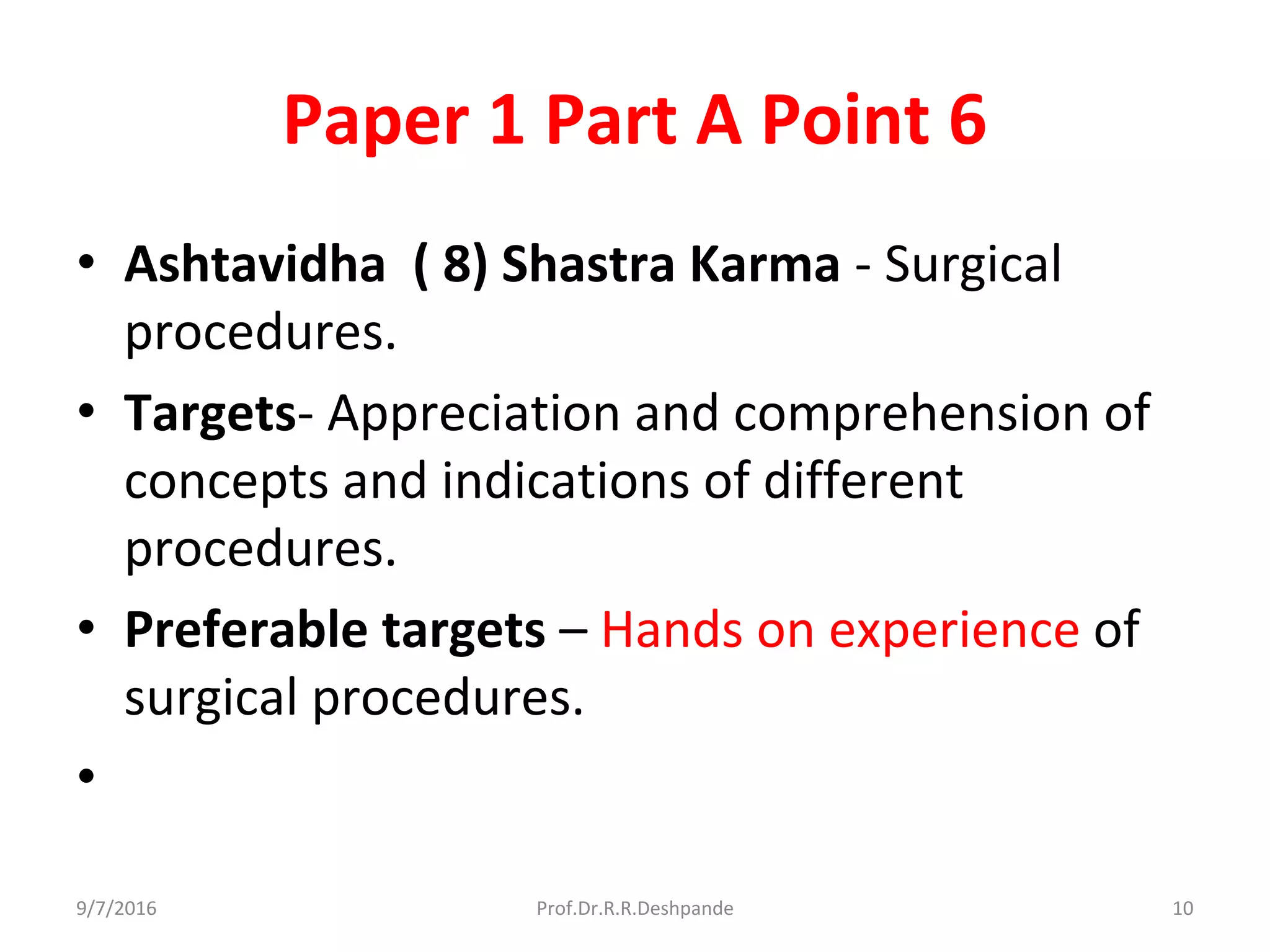 Shalya tantra syllabus PPT | PDF