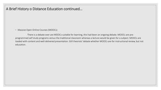 Definitions, History and Theories of Distance Education | PPT