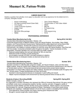Shamari Patton Webb's resumes | DOCX | Manufacturing Industry | Industries