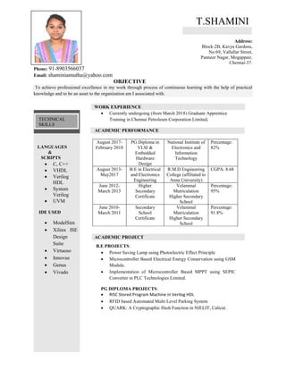 SHAMINI RESUME | PDF