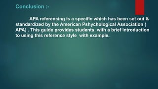 APA style of Reference by Shamma Sultan | PPT
